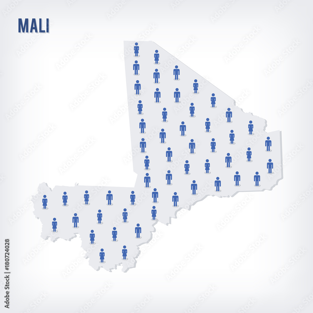 Vector people map of Mali. The concept of population. Stock Vector ...
