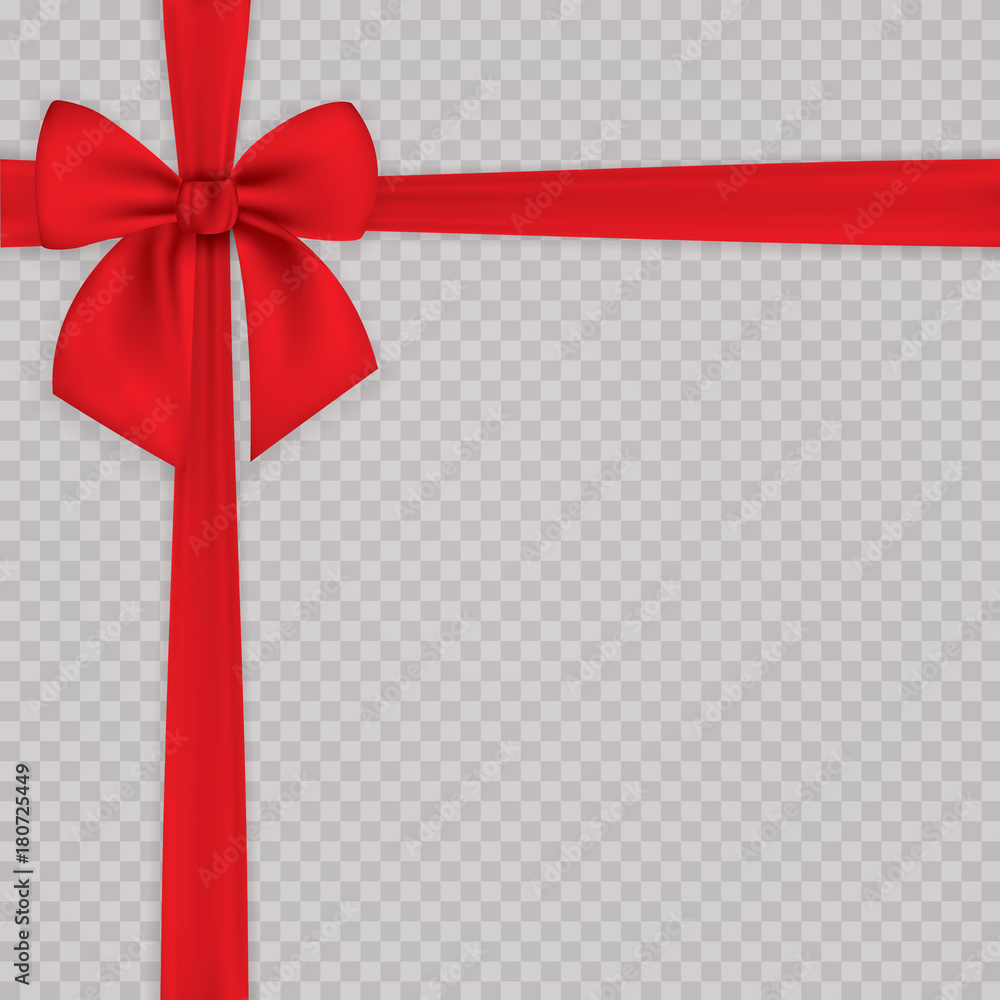 Realistic red bow and ribbon isolated on transparent background ...