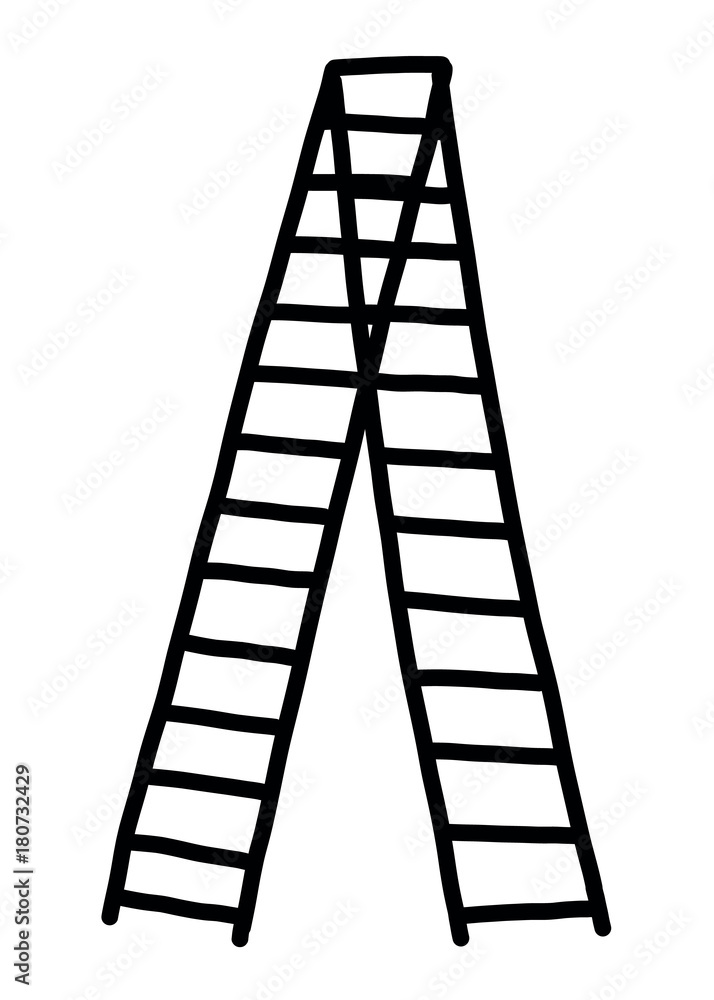 long ladder / cartoon vector and illustration, black and white, hand ...
