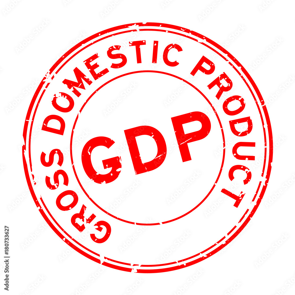 Grunge red GDP (Gross domestic product) round rubber seal stamp on ...