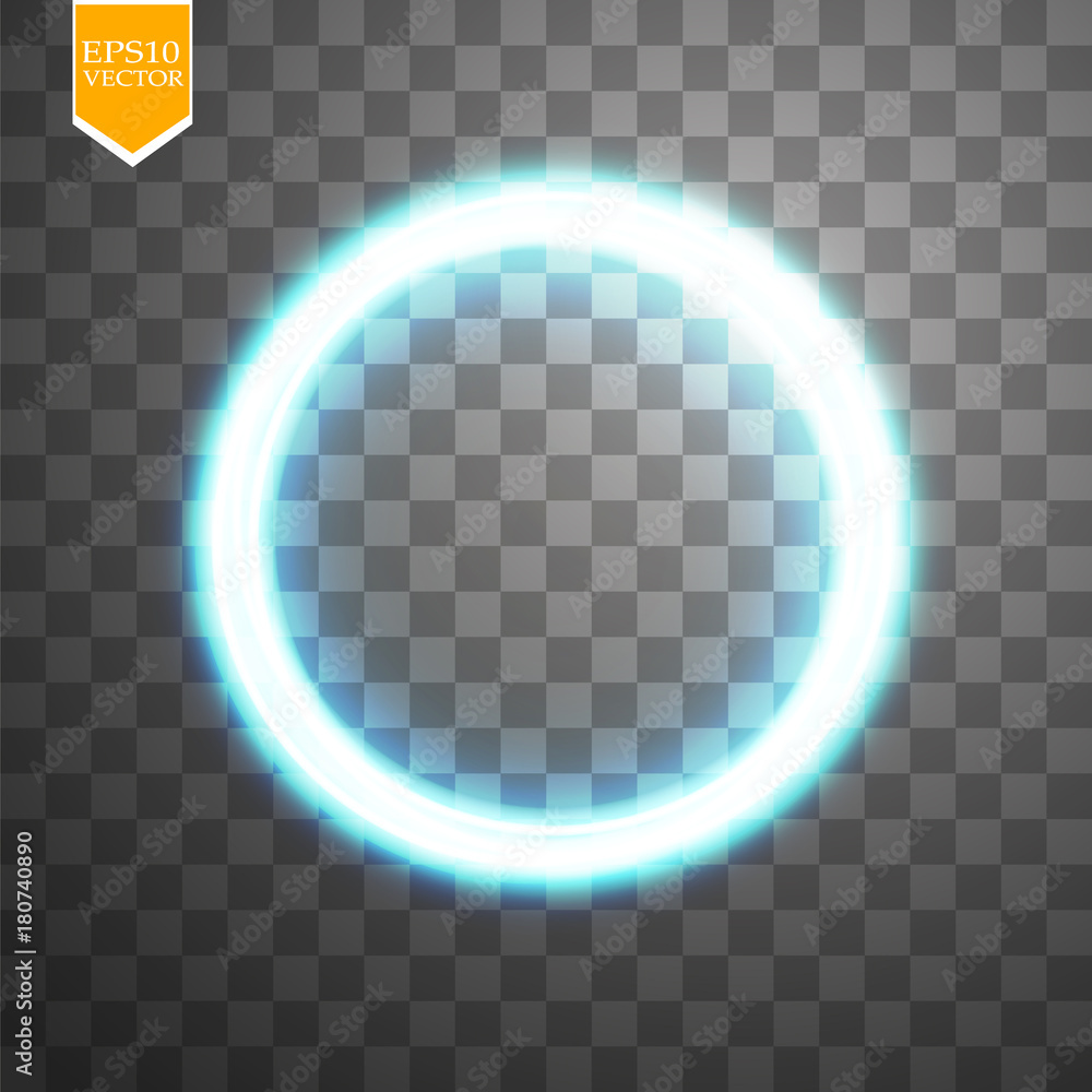 Blue round shining circle frame isolated on transparent background ...