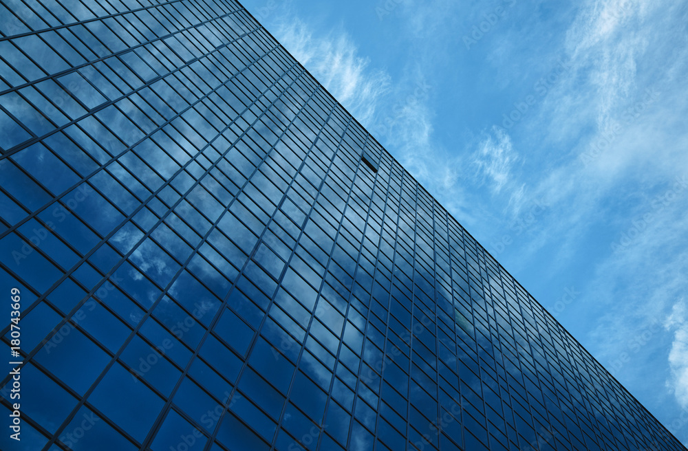 The facade of the Business Center with Blue Square Windows. One of the ...