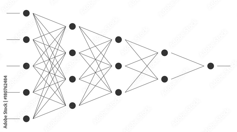 Neural net. Neuron network. Deep learning. Cognitive technology concept ...