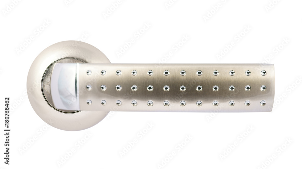Door handle of silver on a white background front view Stock Photo ...