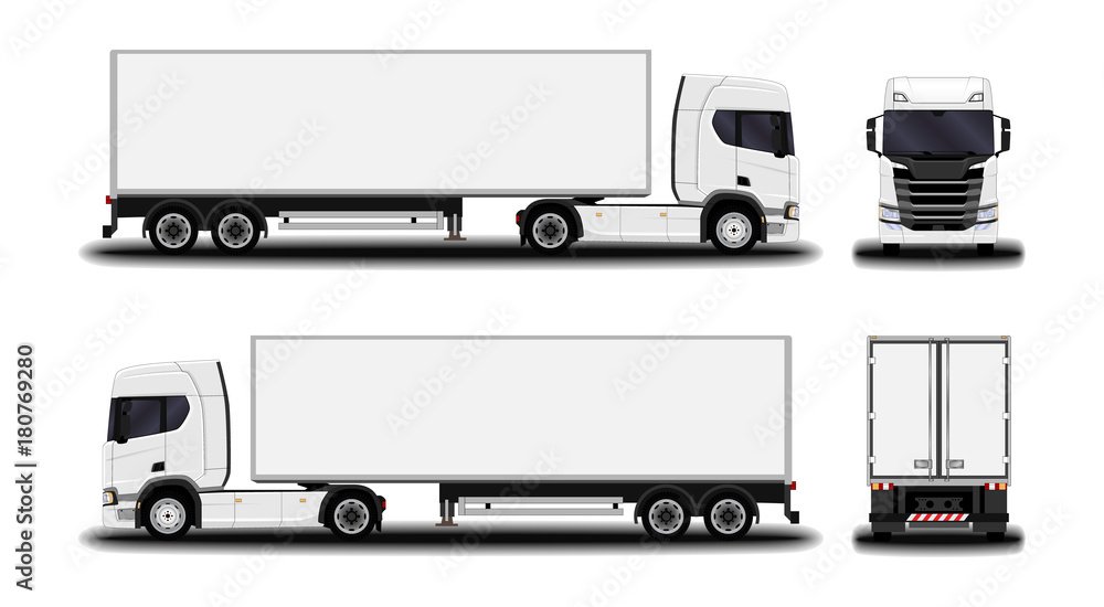 realistic truck. front view; side view; back view. Stock Vector | Adobe ...