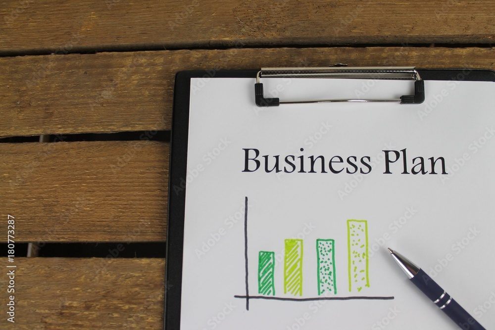 Business Plan cover page with a pen and diagram Stock Photo | Adobe Stock