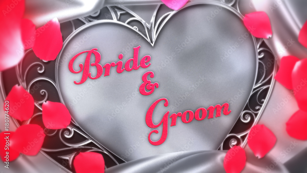 Falling Rose Petals Metallic Heart Title Stock Template | Adobe Stock