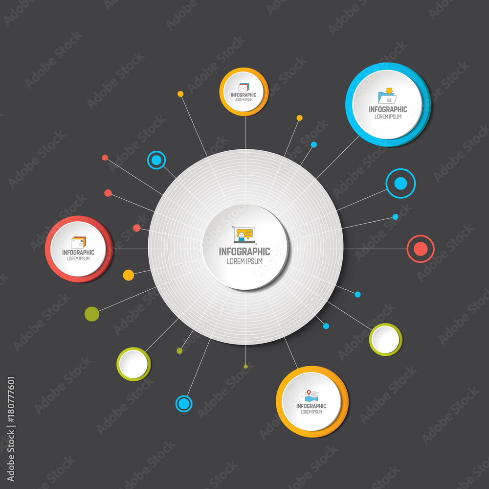 Circle infographic. Template, network, flow chart, diagram. Stock ...