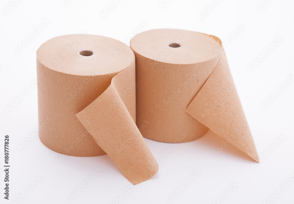 Paper roll mock up isolated on white background. Blank white packaging ...