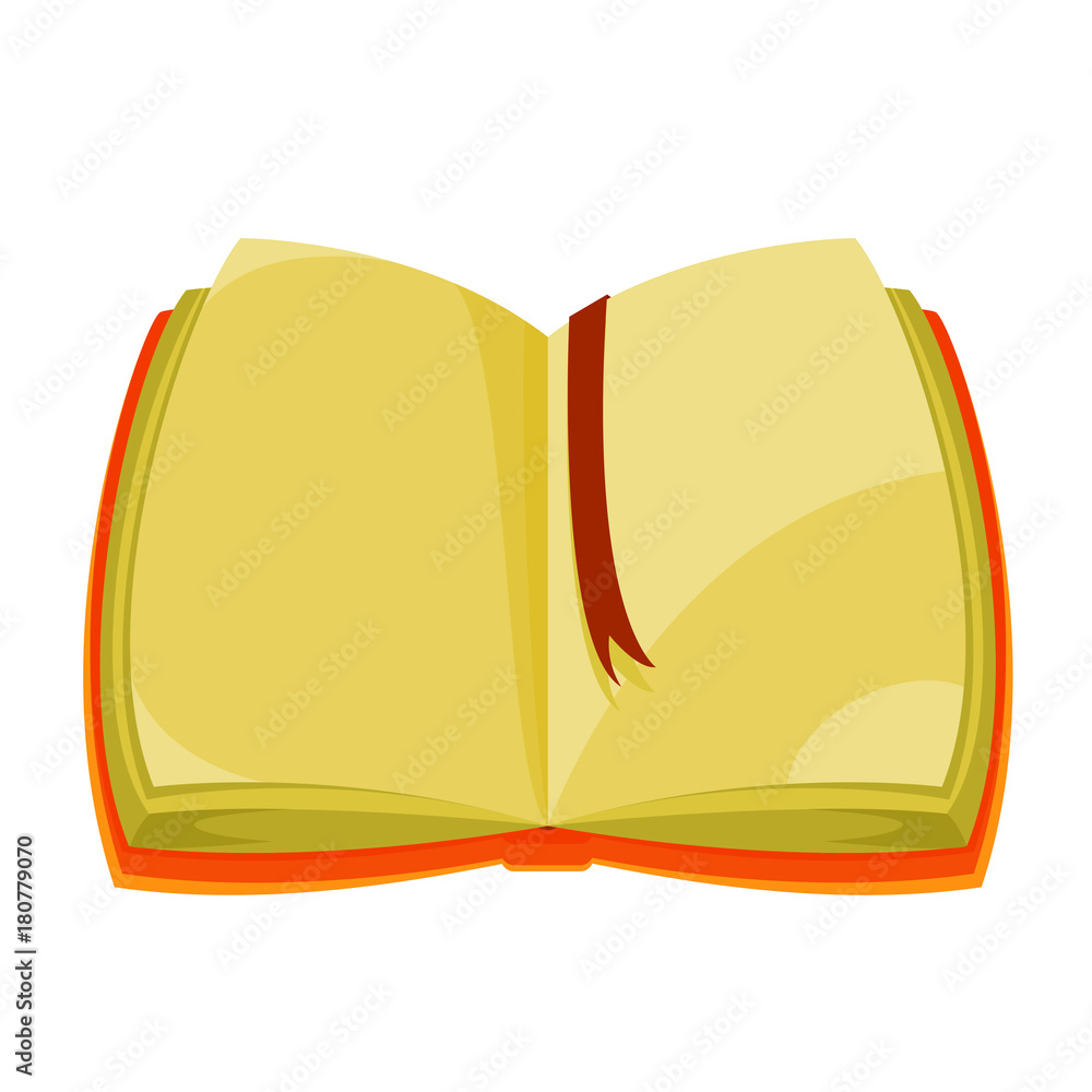 Cartoon flat one big book, vector illustration isolated on white ...