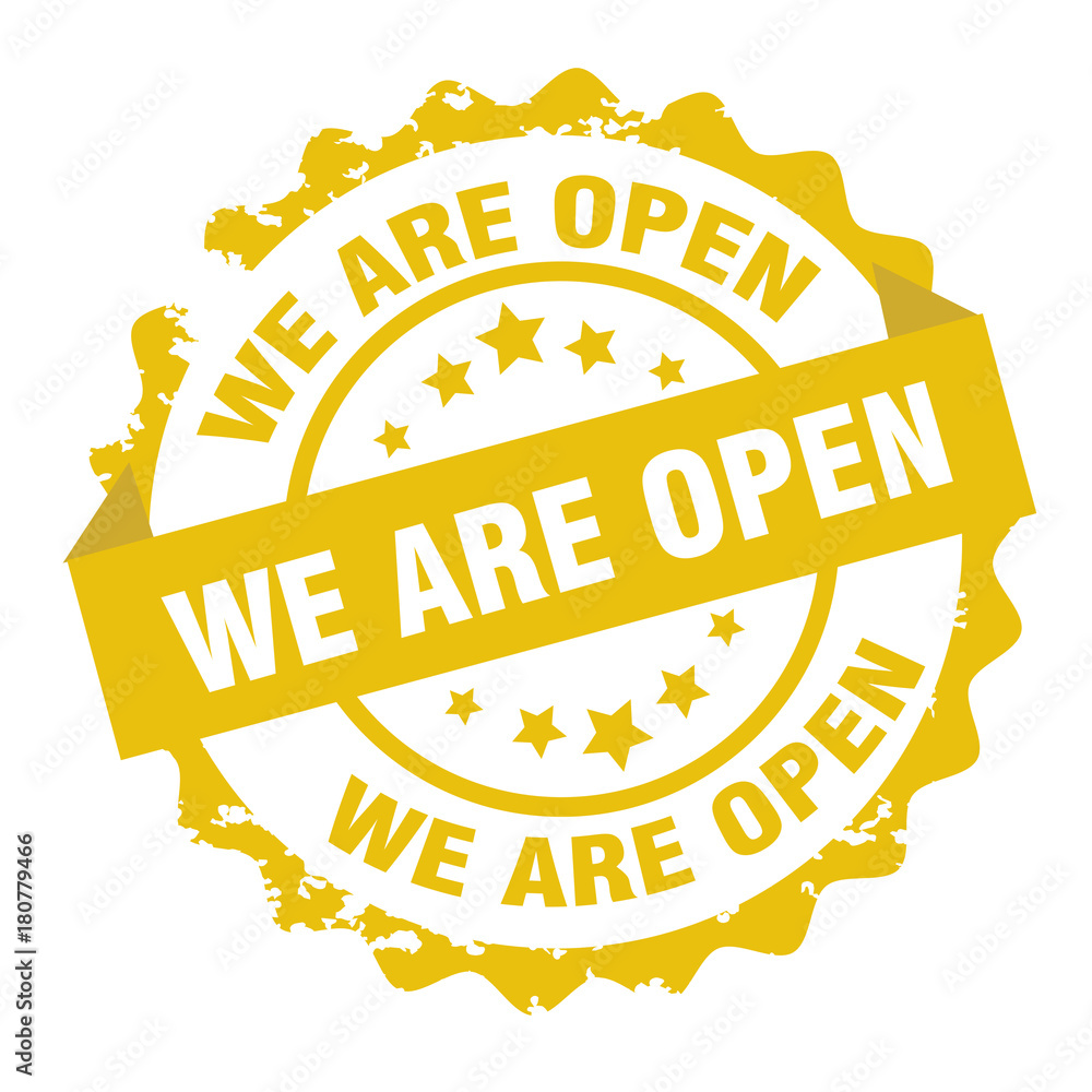 We are open stamp vector design Stock Vector | Adobe Stock