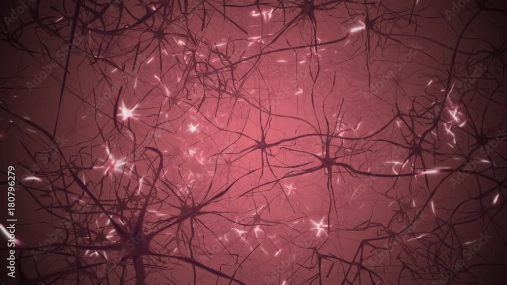 Neurons in brain. 3D looping animation of neural network. Stock Video ...
