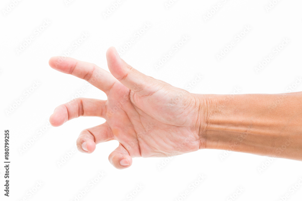 Man hand grabbing isolated on white background Stock Photo | Adobe Stock