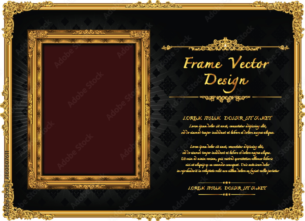 Thailand Royal gold frame on drake pattern background, Vintage photo ...