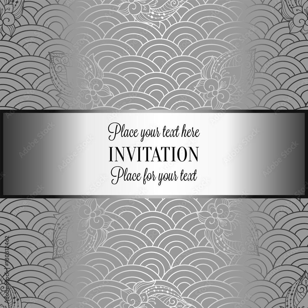 Vector abstract wavy invitation card with geometrical fish scale layout ...