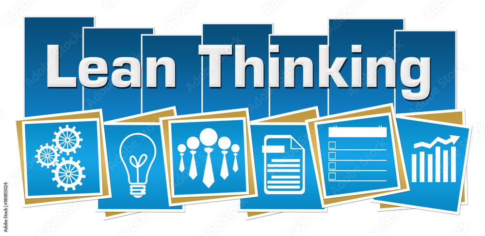 Lean Thinking Business Symbols Blue Squares Stripes ilustración de ...