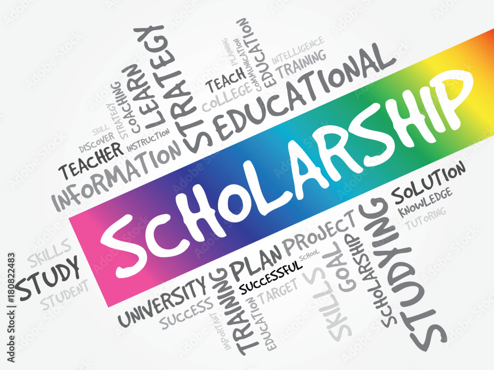 Scholarship word cloud collage, education concept background Stock ...