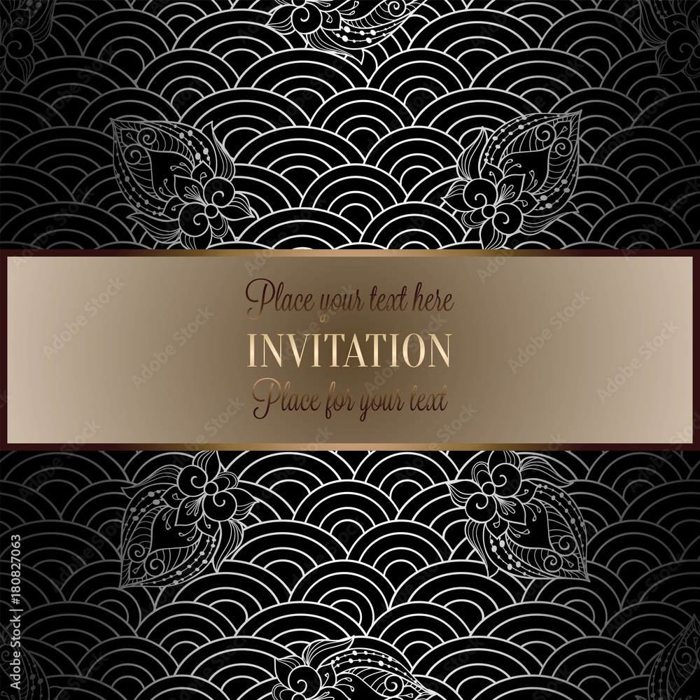 Vector abstract wavy invitation card with geometrical fish scale layout ...