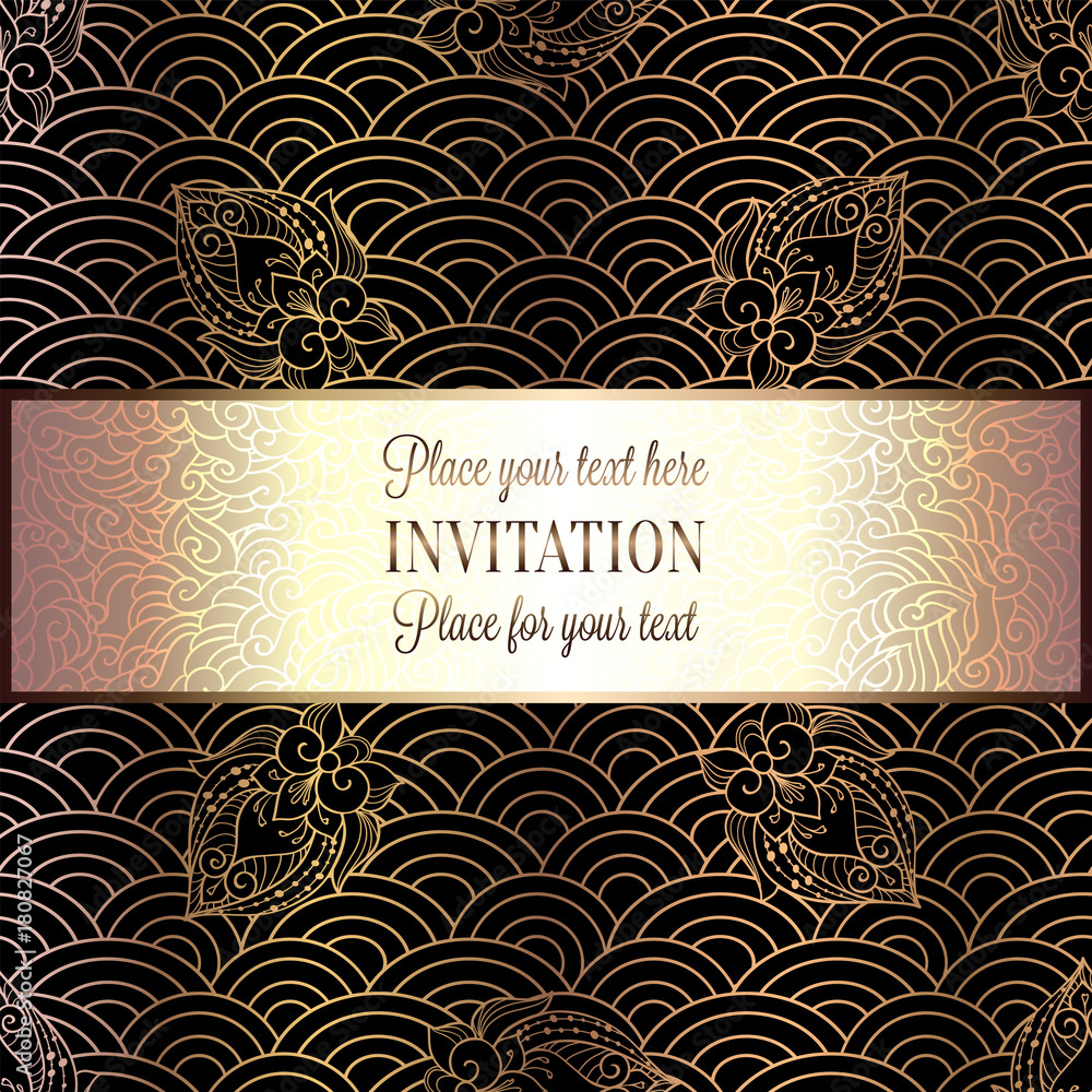 Vector abstract wavy invitation card with geometrical fish scale layout ...