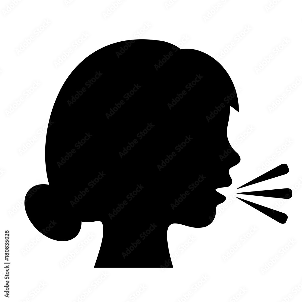 Speaking woman silhouette icon Stock Vector | Adobe Stock
