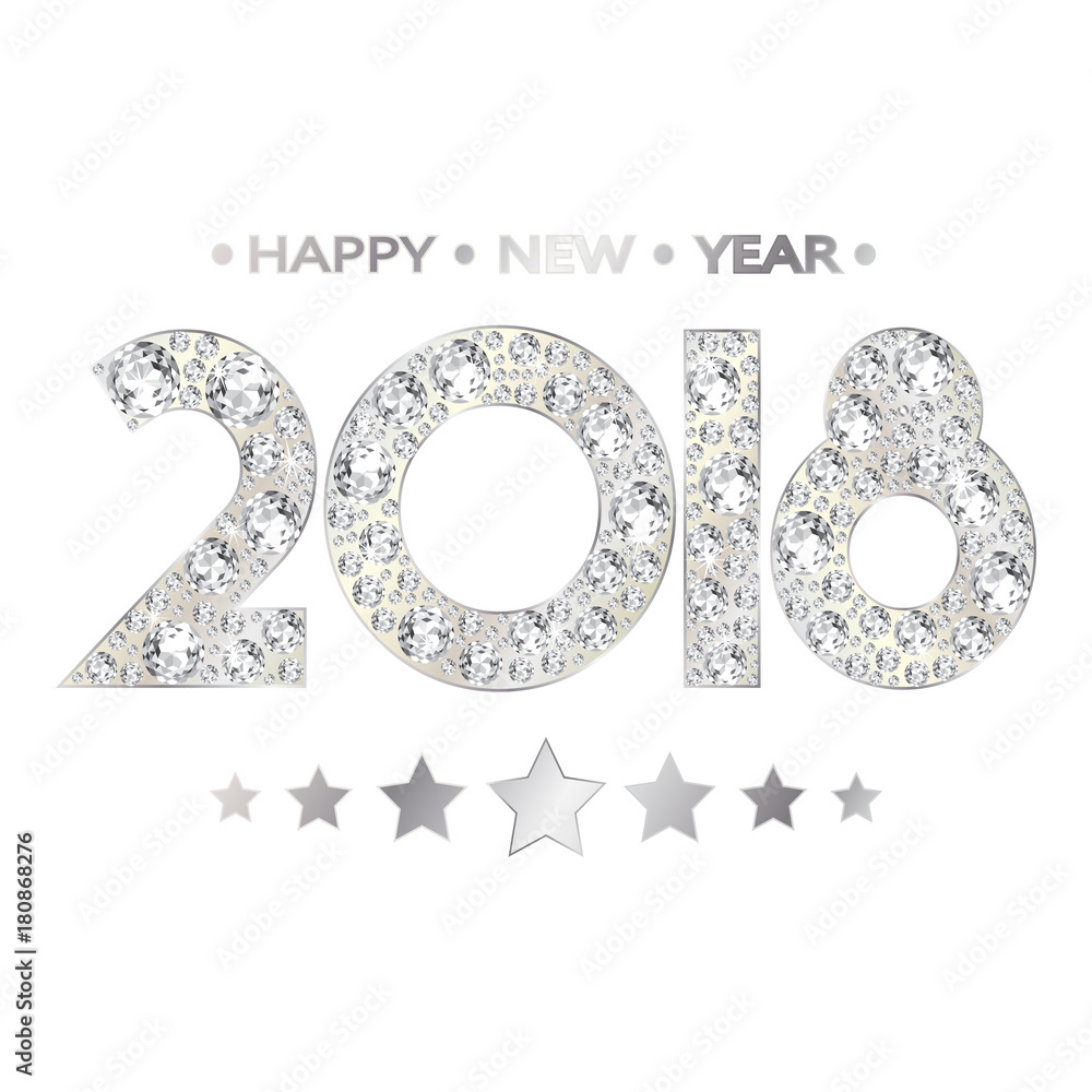 2018 numbers for New Year holiday design with shining gemstones. Vector ...