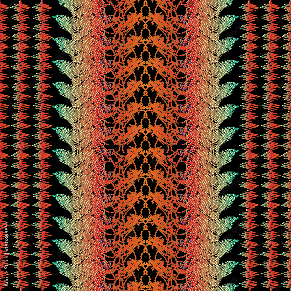 Striped embroidery seamless pattern. Ethnic vector grunge background ...