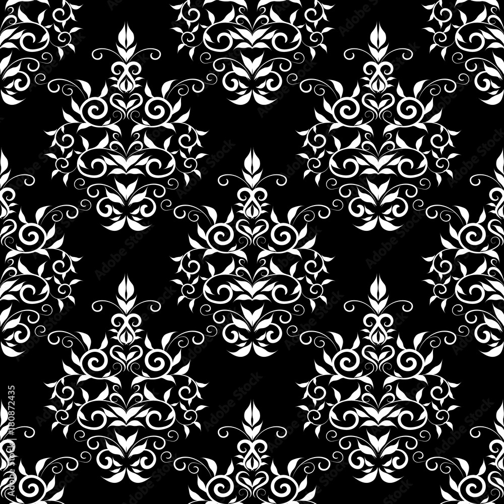 Black And White Floral Damask Pattern