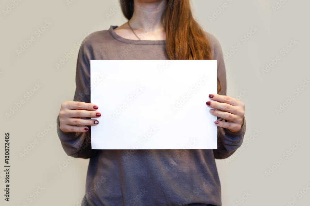 Girl Holding Blank Paper