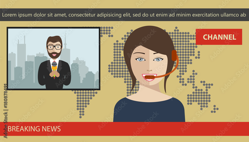 Breaking news concept. News anchor broadcasting the news with a ...