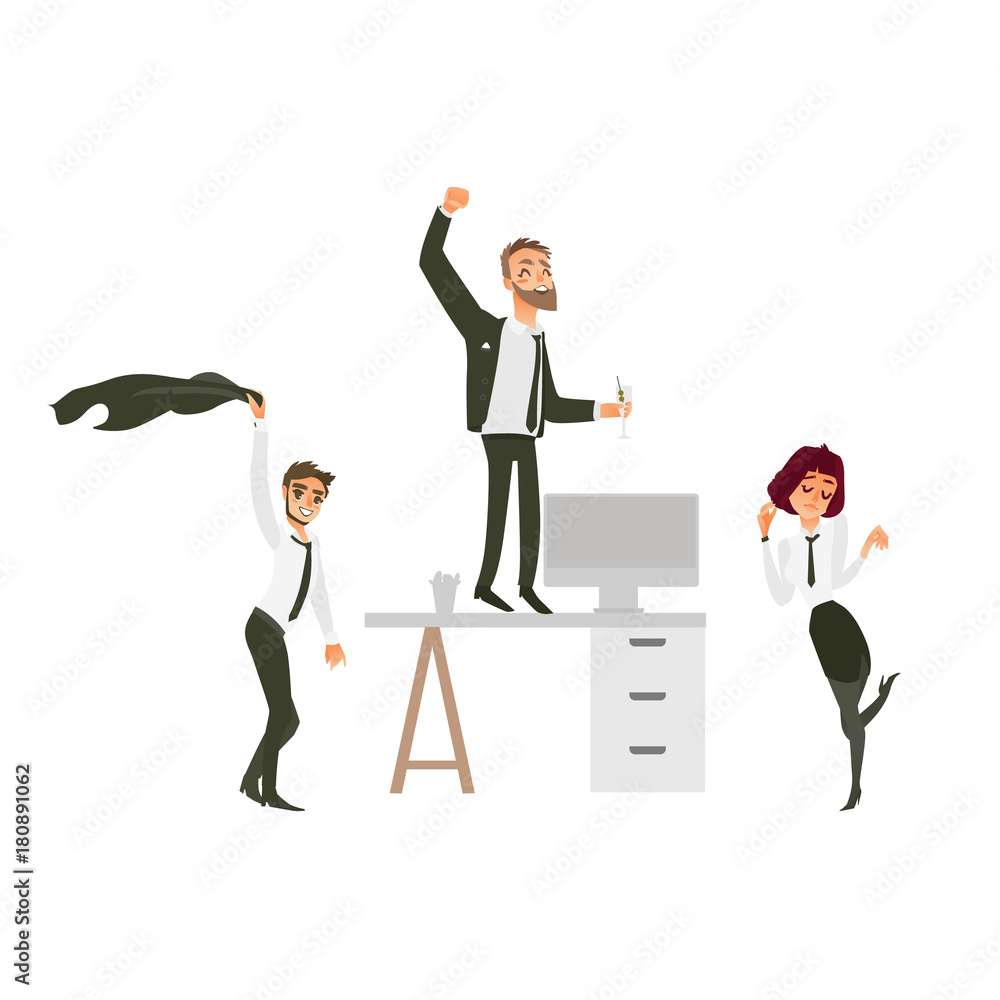 vector flat cute girl office worker, business woman manager in ...