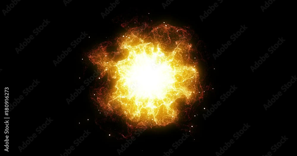 3D rendering, abstract cosmic explosion shockwave warm gold energy on ...