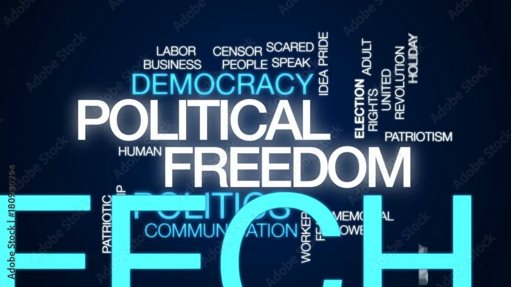 Political freedom animated word cloud, text design animation. Stock ...