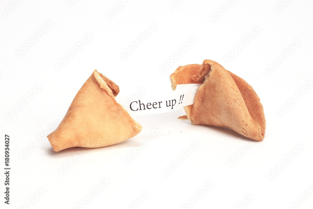 Broken fortune cookie with Cheer Up! fortune Stock Photo | Adobe Stock Broken fortune cookie with Cheer Up! fortune Stock Photo | Adobe Stock