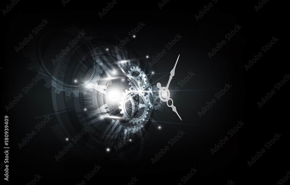 Abstract Futuristic Technology Background with Clock concept and Time ...