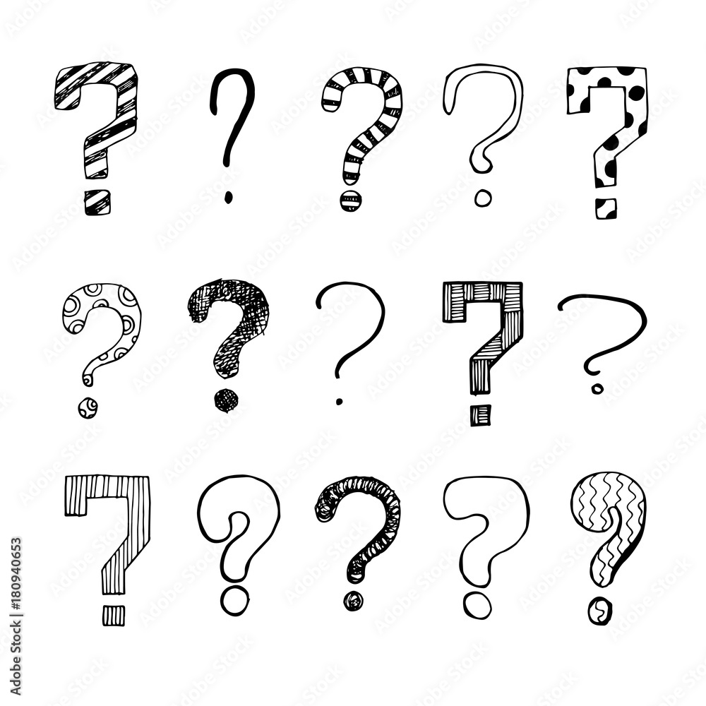 Question set concept design - hand drawn frame and question marks ...