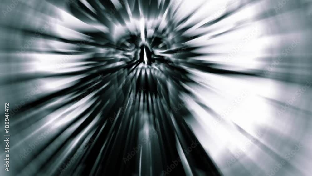 Scary silver demon skull with torn face 2D animation. Horror fantasy ...