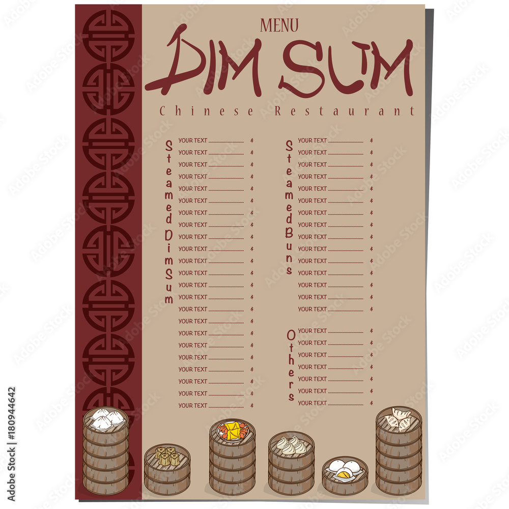 menu dim sum chinese food restaurant template design Stock Vector ...