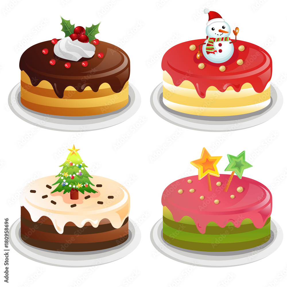 christmas cake set Stock Vector | Adobe Stock