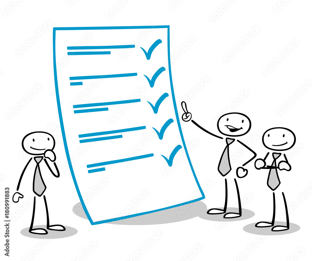 Business Leute bei Kontrolle mit Checkliste ilustración de Stock ...