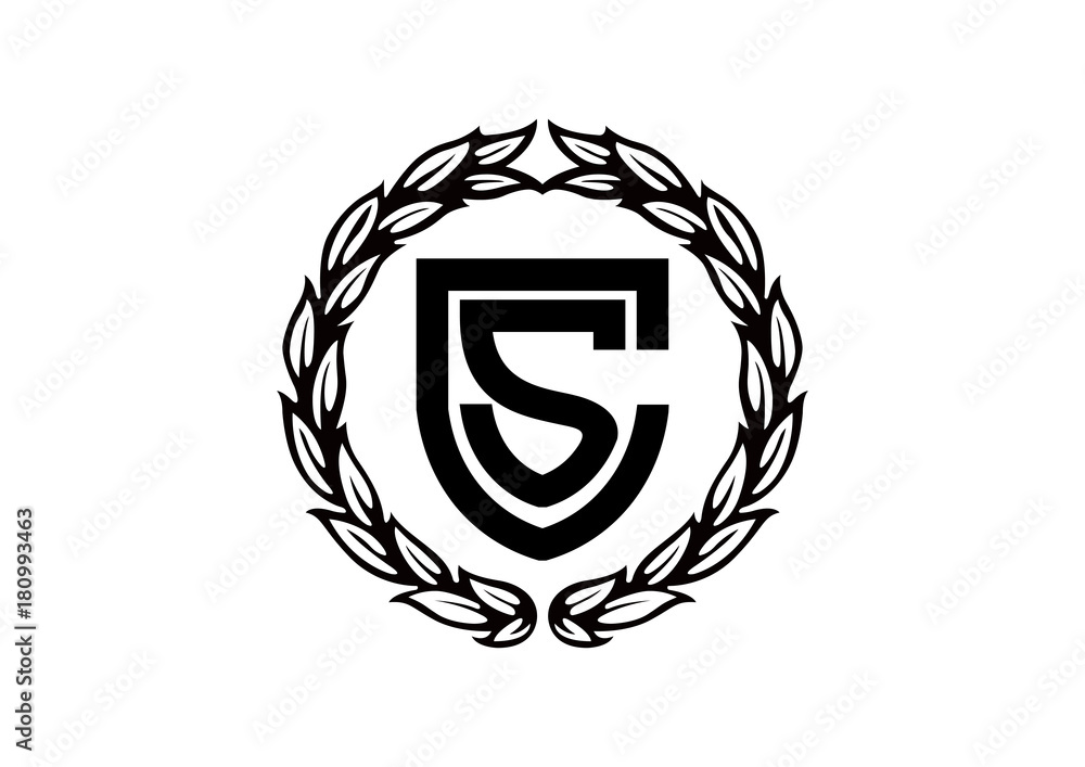 Shield Letter CS with Circle Leafs Clip-art Icon Symbol Logo Stock ...