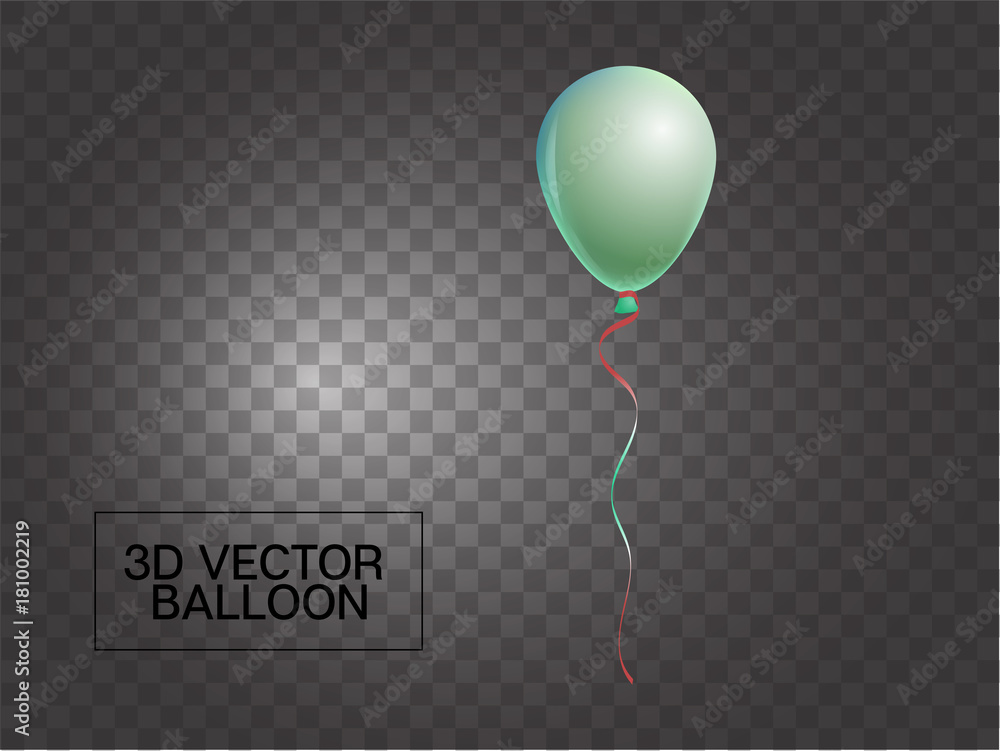 Realistic Helium Turquoise Balloon, Flying. Vector Illustration ...