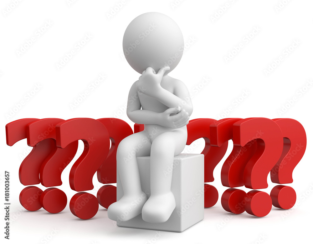 3d Männchen Grübeln rote Fragezeichen Stock Illustration | Adobe Stock
