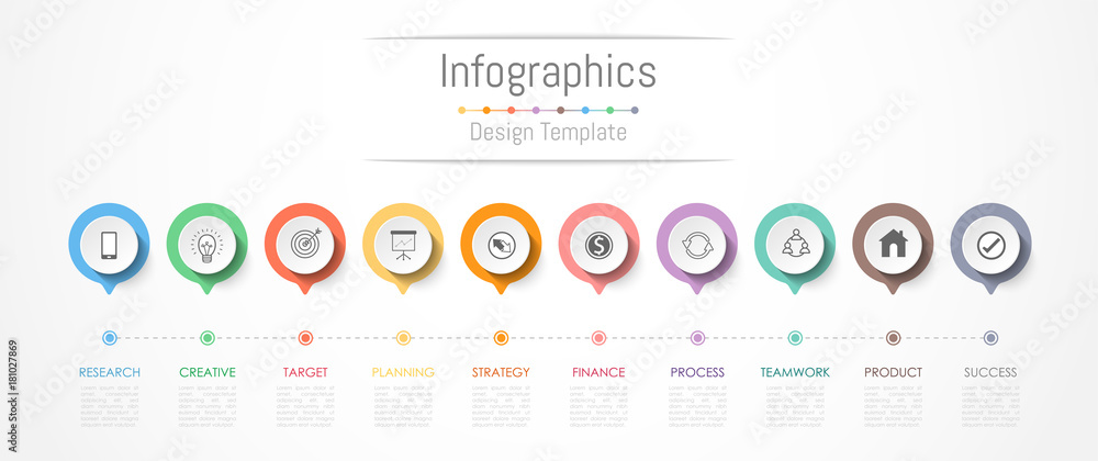 Infographic design elements for your business data with 10 options ...