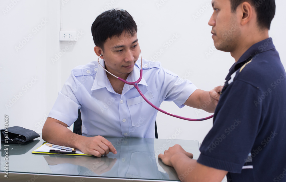 Doctor do physical exam patient in examination room hospital. Stock ...