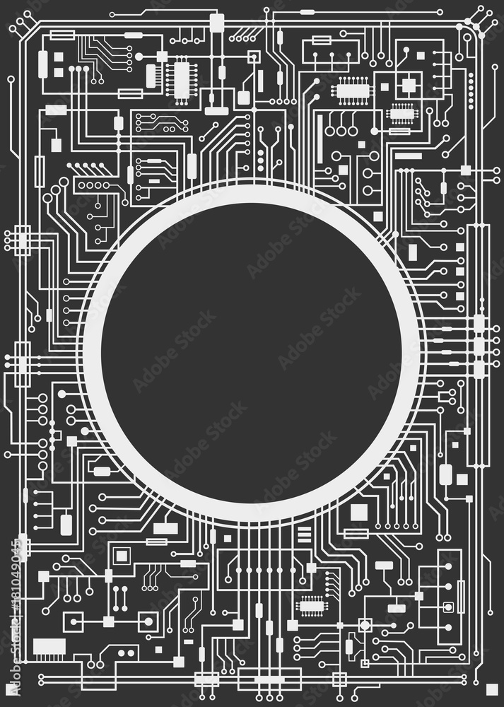 Chipset digital background isolated on black. CPU technology concept ...
