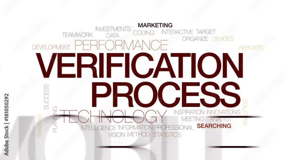 Verification process animated word cloud, text design animation ...