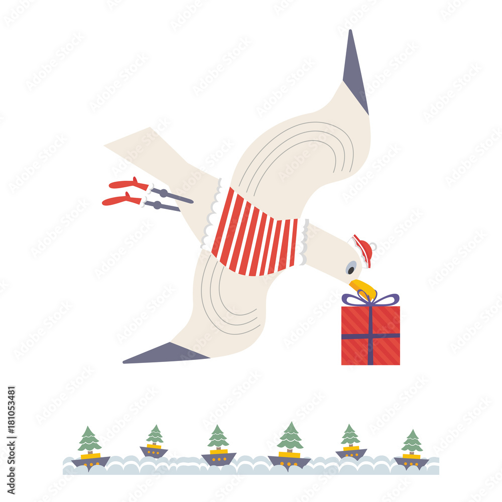 Vettoriale Stock Cute sea gull icon. Fun colorful cartoon. Playful gull ...