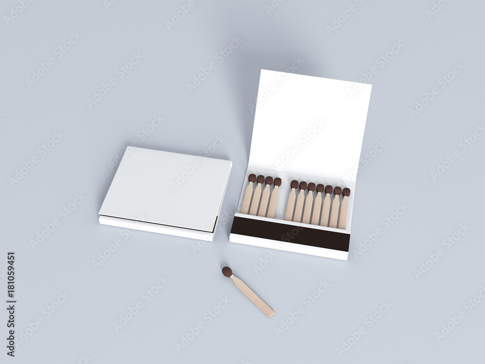 Blank matches white book mock up, red matches 3d rendering Stock ...