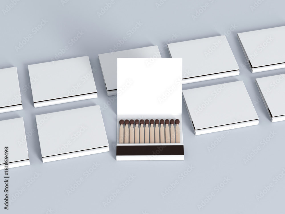 Blank matches white book mock up, red matches 3d rendering Stock ...