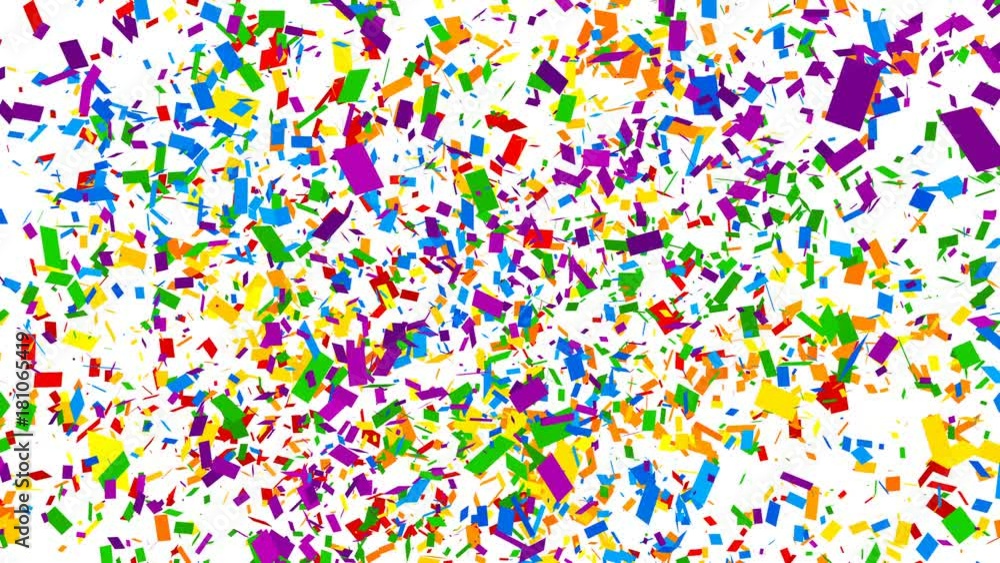Confetti shots. Red, orange, yellow, green, blue and violet confetti ...